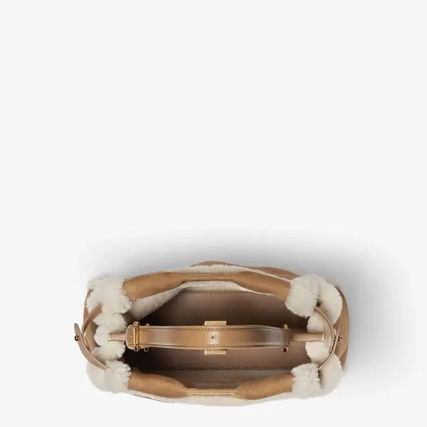 Fendi My Peekaboo® Medium Camel-colored Shearling Bag